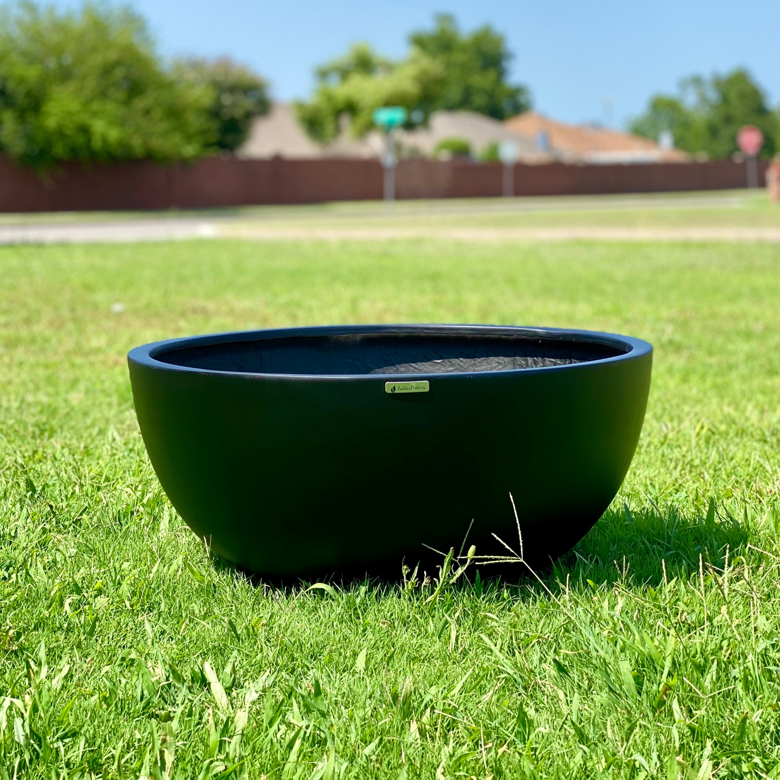 Matte Black Fiberglass Pond Planter, Contemporary Bowl (22-28 Inches ...