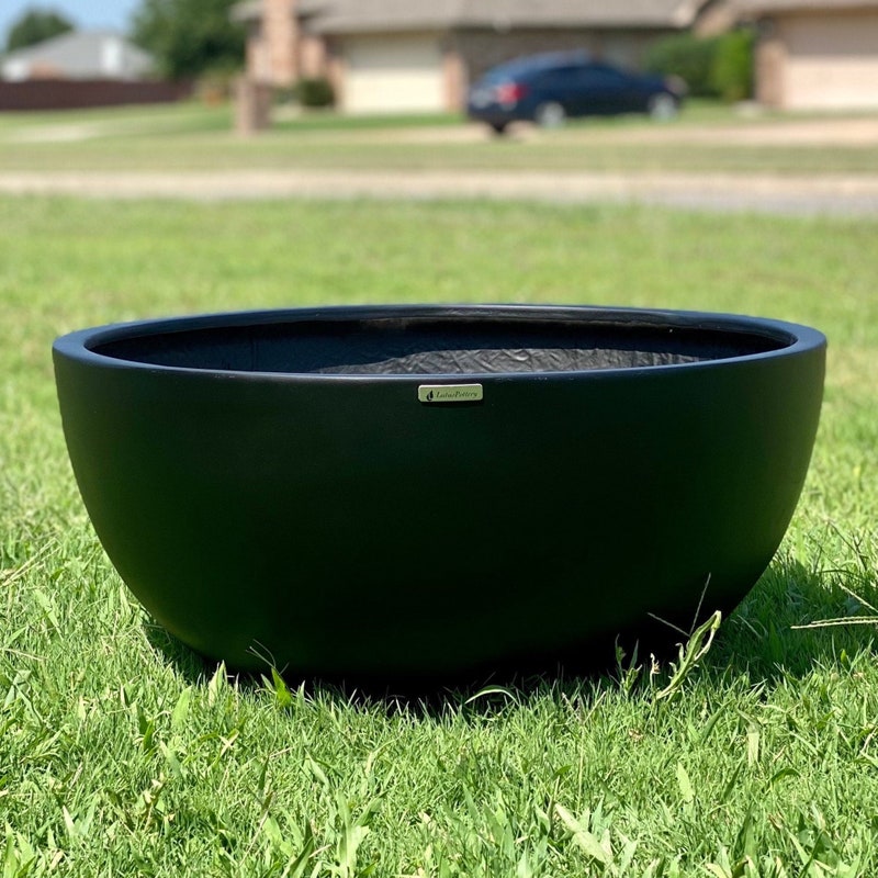 Black Matte Round Planter - Etsy
