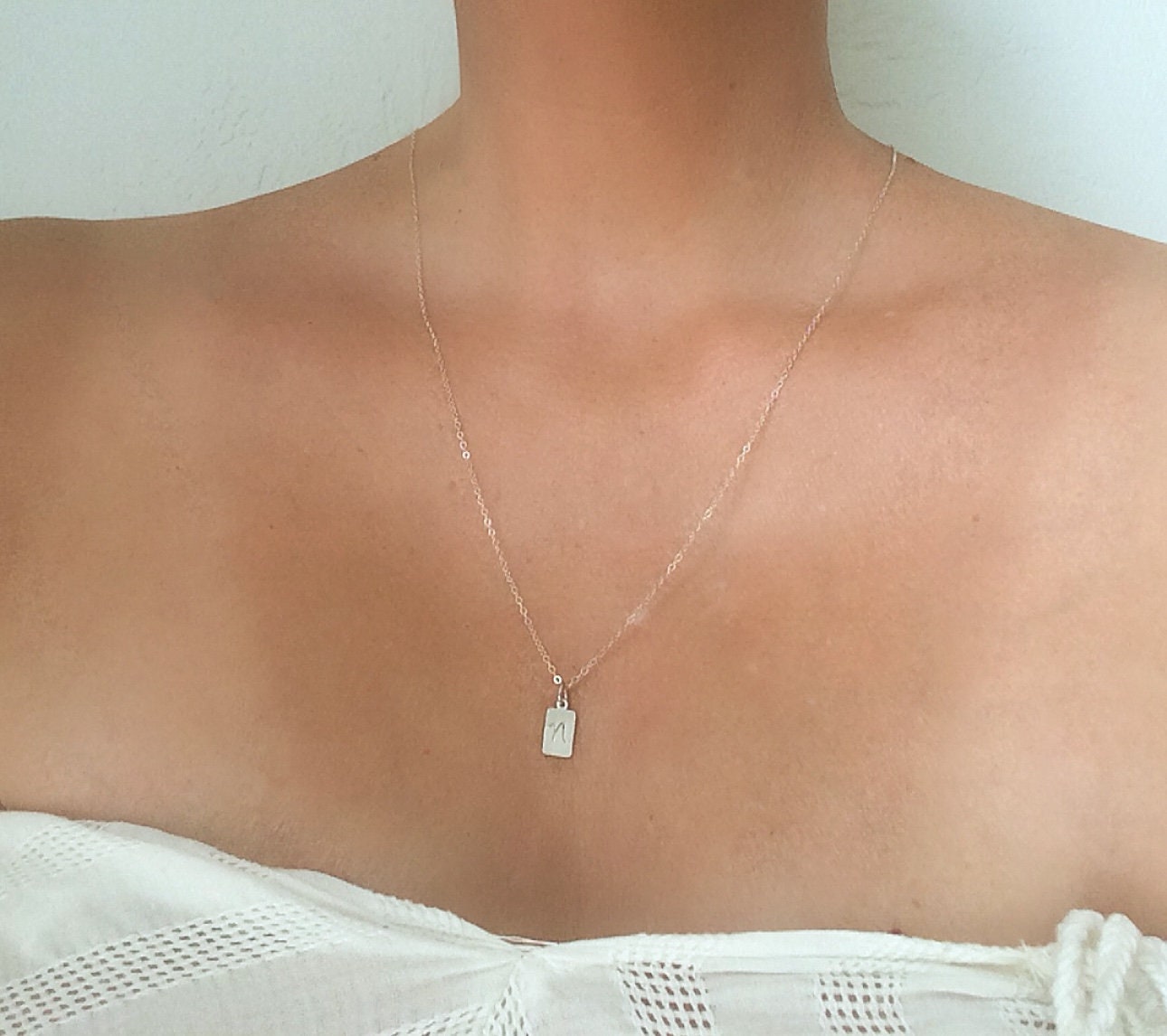 Dainty Sterling Silver Bar Necklace Mini Silver Bar Simple - Etsy