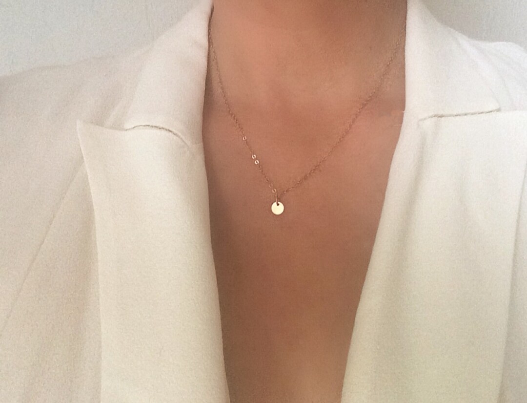 Very Tiny Disc Gold Filled Necklace Small Disc Necklace Tiny Necklace Gold Simple Necklace Tiny ...