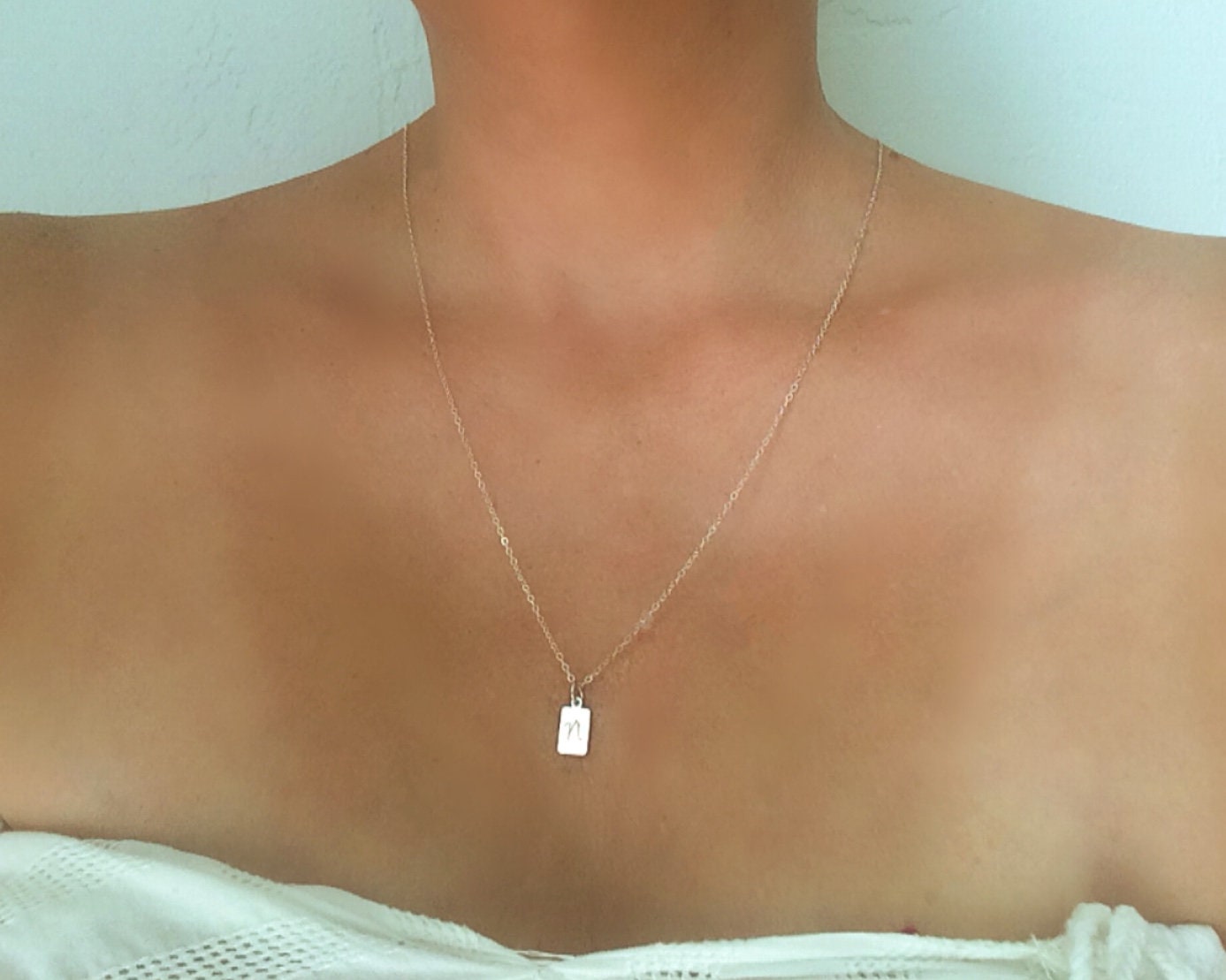 Dainty Sterling Silver Bar Necklace Mini Silver Bar Simple - Etsy