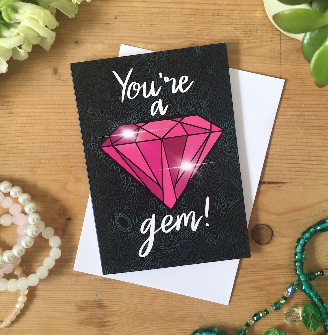 Youre a Gem Card Thank You Card Appreciation Card A6 - Etsy