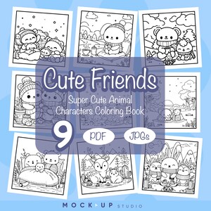 Cute Friends, Super Cozy Animal Characters Coloring Book, Stress Relief ...