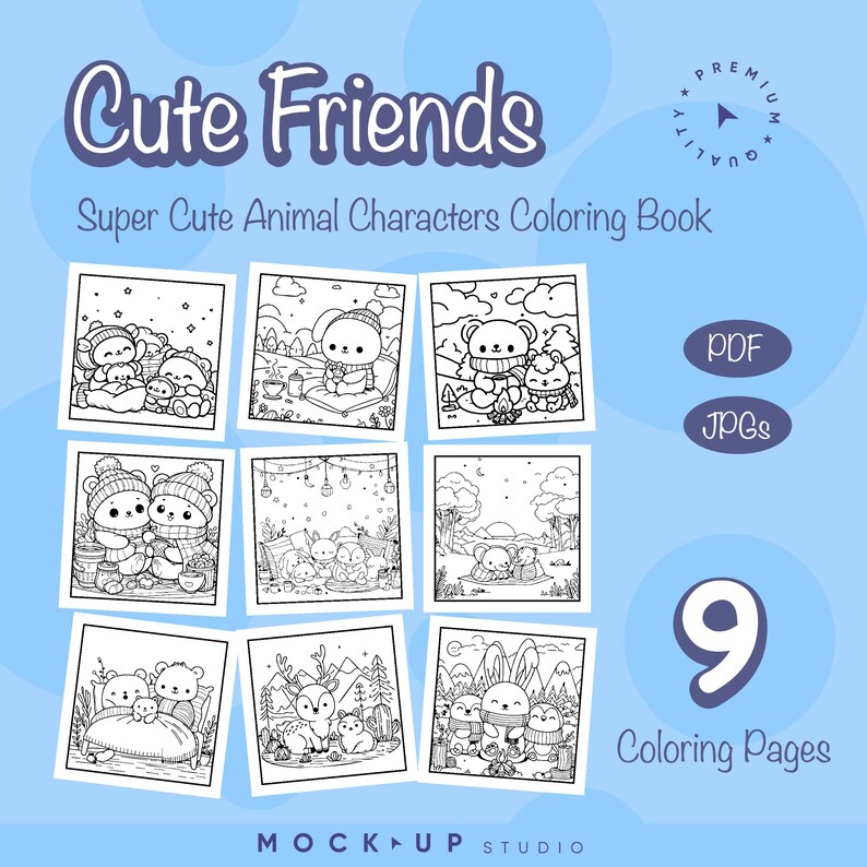 Cute Friends, Super Cozy Animal Characters Coloring Book, Stress Relief ...