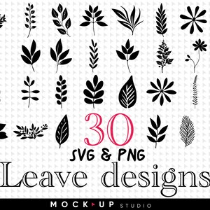 Hand-drawn Leaves SVG Bundle: Monogram & Wedding Designs (digital ...