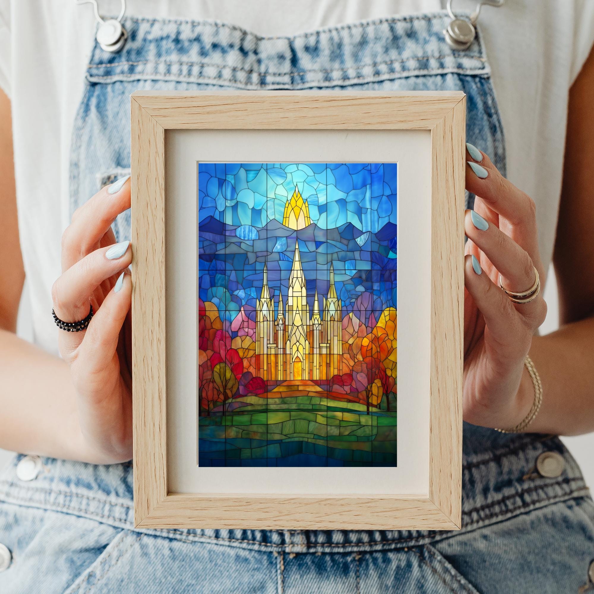 LDS Temple Stained Glass Art Print: Mormon Temple Digital Download - Etsy