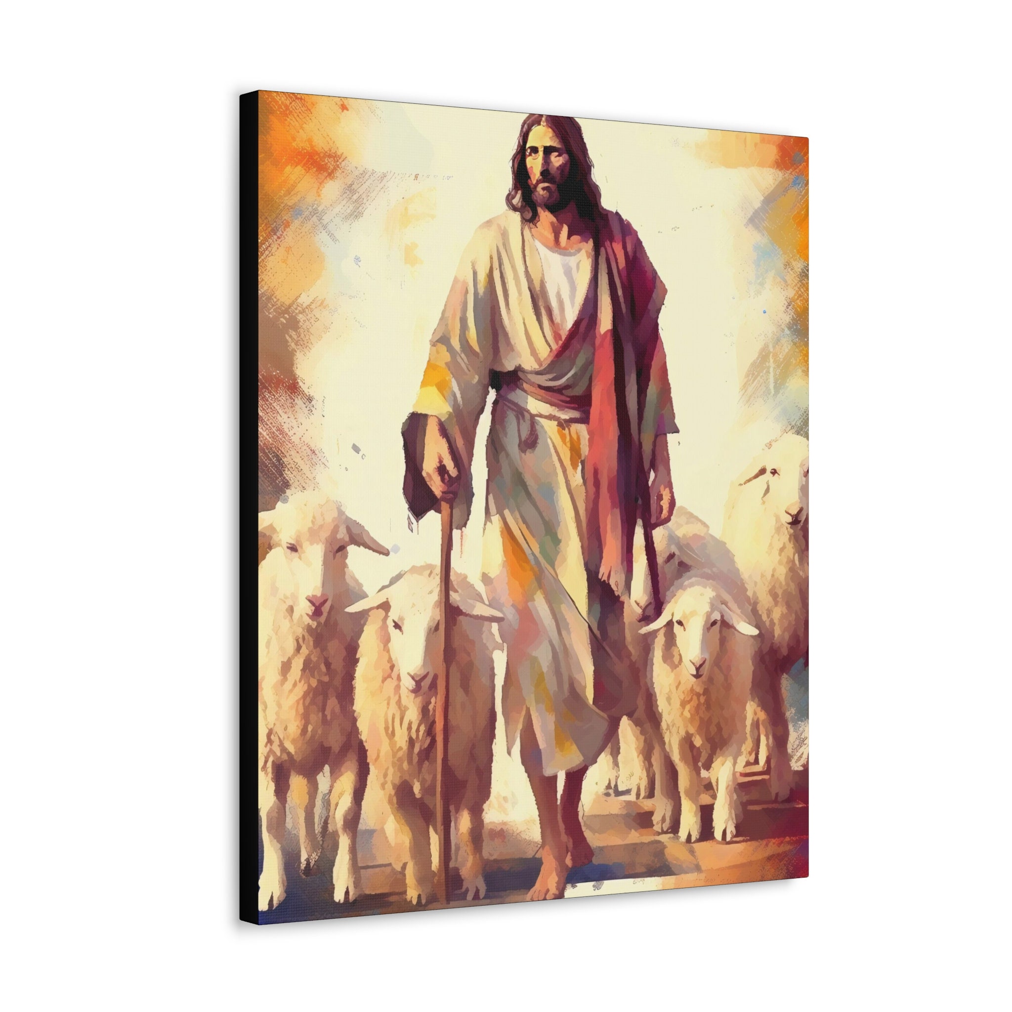 Jesus Christ With Sheep Christ Shepard Lord and Savior Print Canvas ...