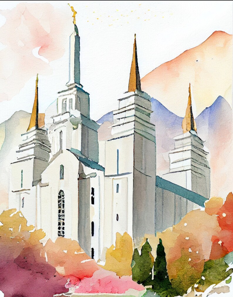 LDS Temple in Autumn Fall Colors Printable File - Etsy