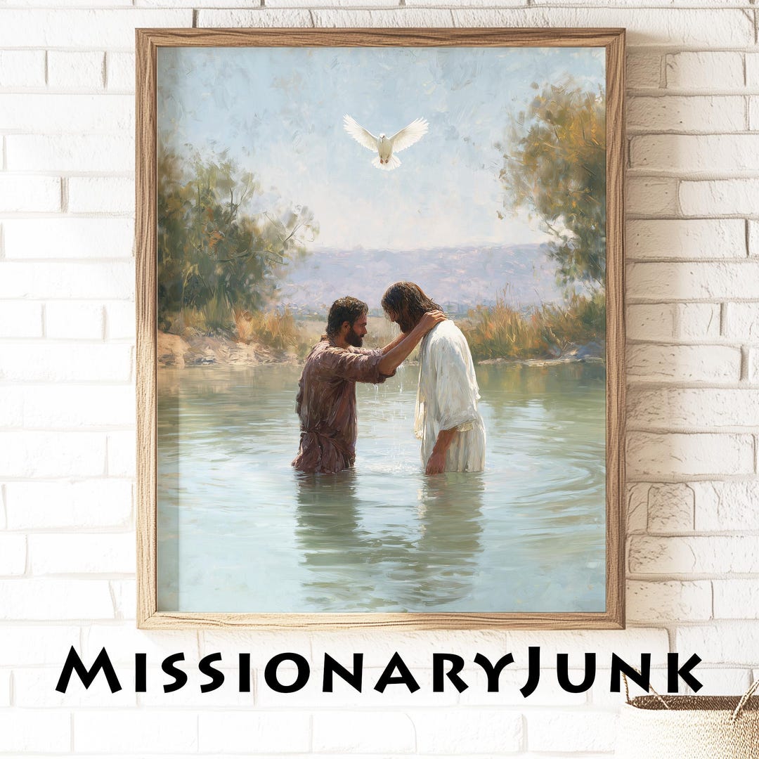 Printable Baptism of Jesus Art, Soft Realism Spiritual Wall Art, Serene ...