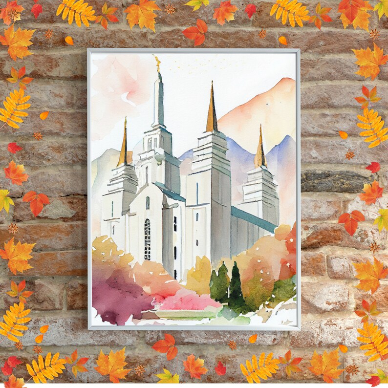 LDS Temple in Autumn Fall Colors Printable File - Etsy