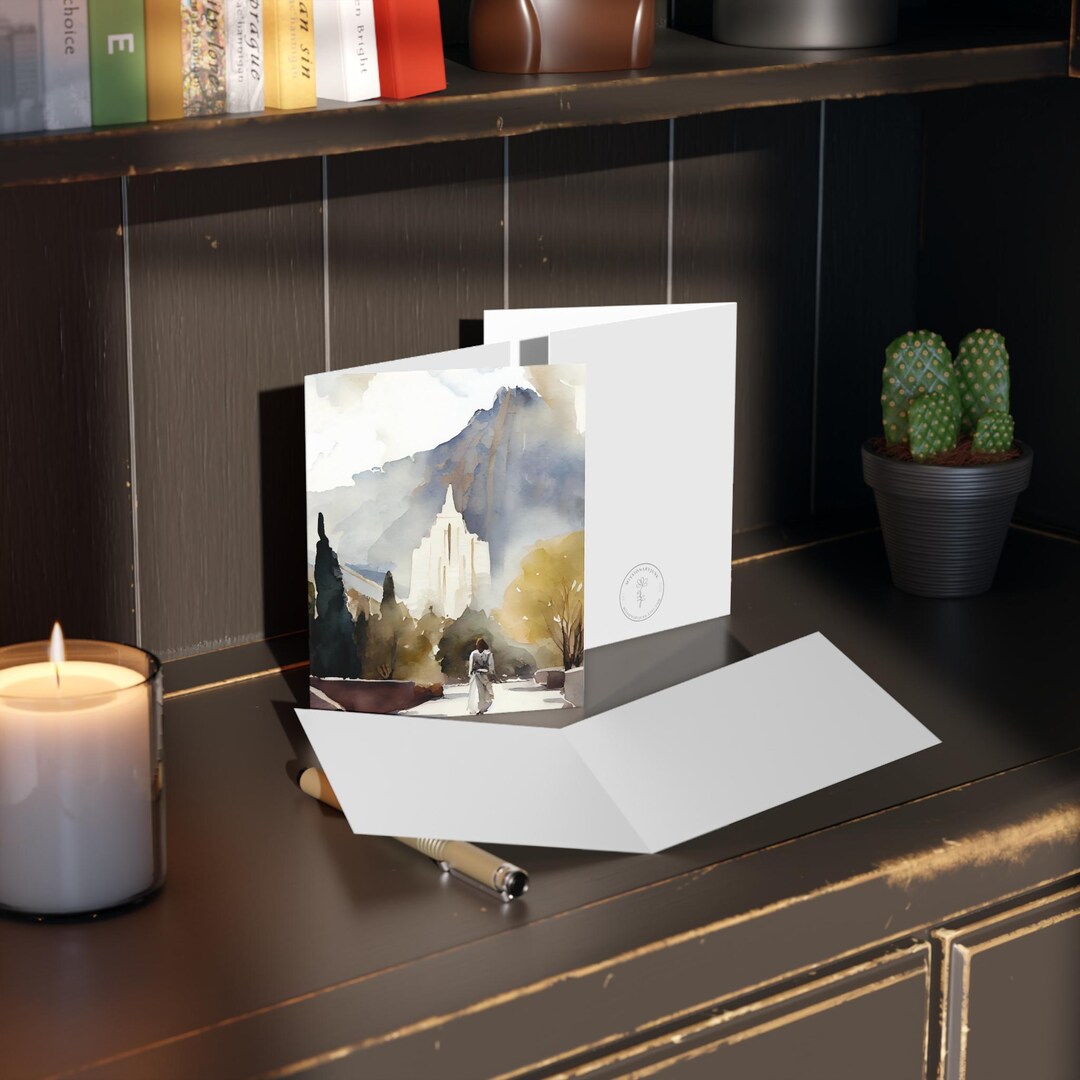 Greeting Cards, Jesus Christ at LDS Mormon Temple, Watercolor Serenity ...