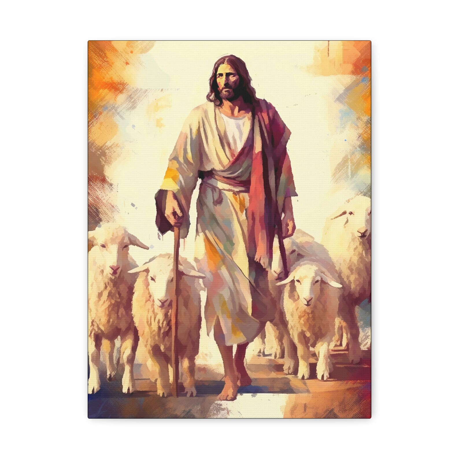 Jesus Christ With Sheep Christ Shepard Lord and Savior Print Canvas ...