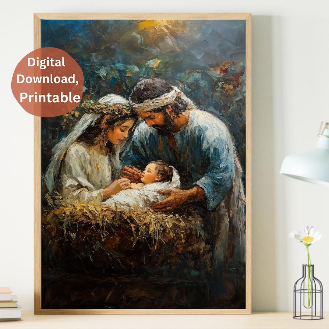 Nativity Jesus Our Savior is Born Baby Jesus Oil Painting Style AI ...