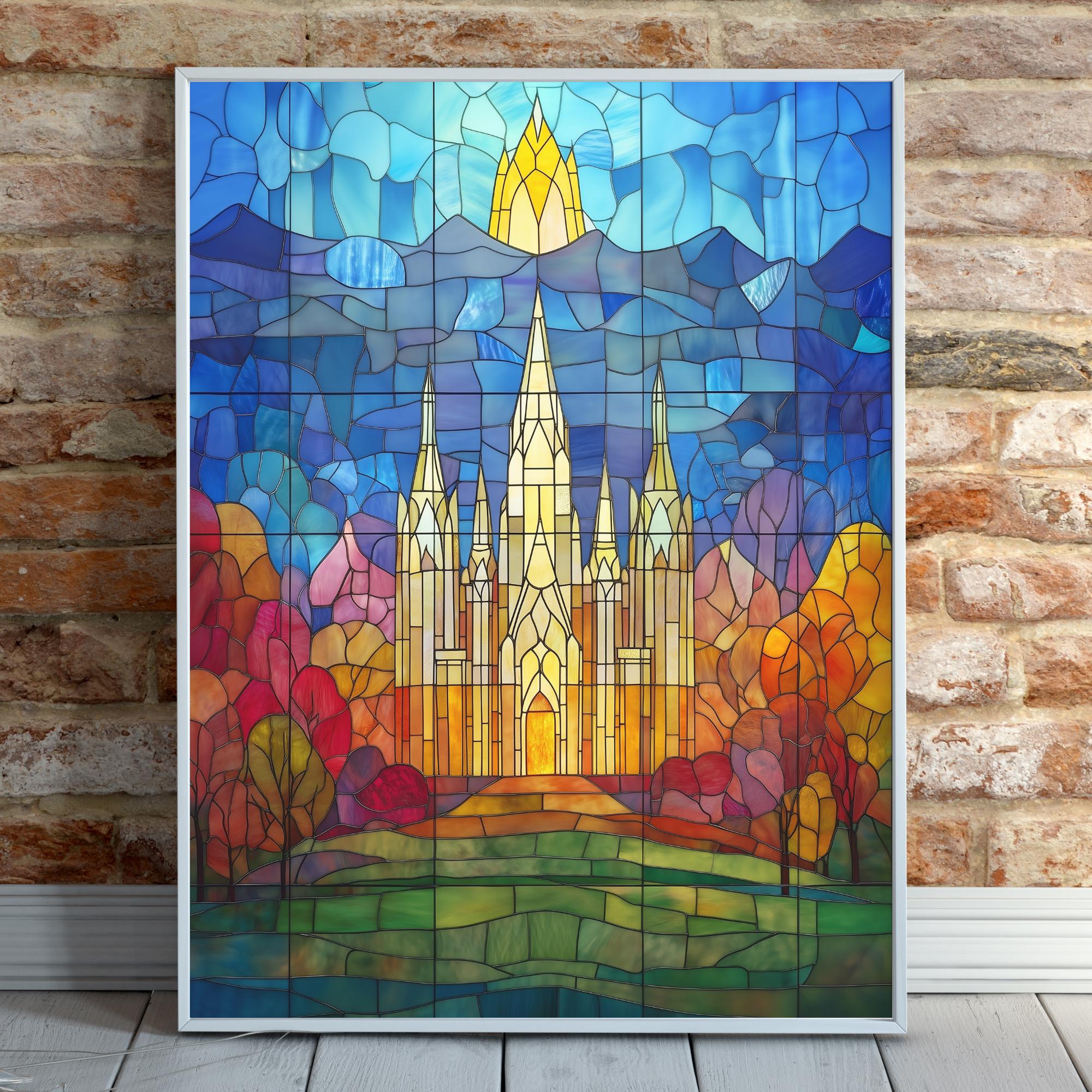 LDS Temple Stained Glass Art Print: Mormon Temple Digital Download - Etsy