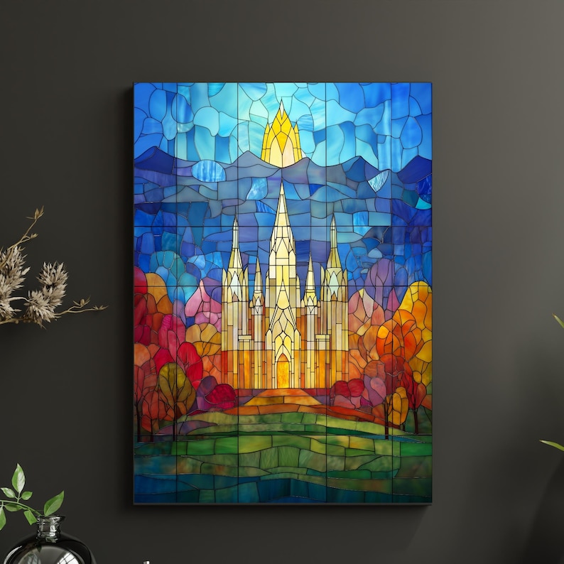 LDS Temple Stained Glass Art Print: Mormon Temple Digital Download - Etsy