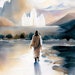 Christ Walking Towards the Temple Peaceful and Inspiring Watercolor ...