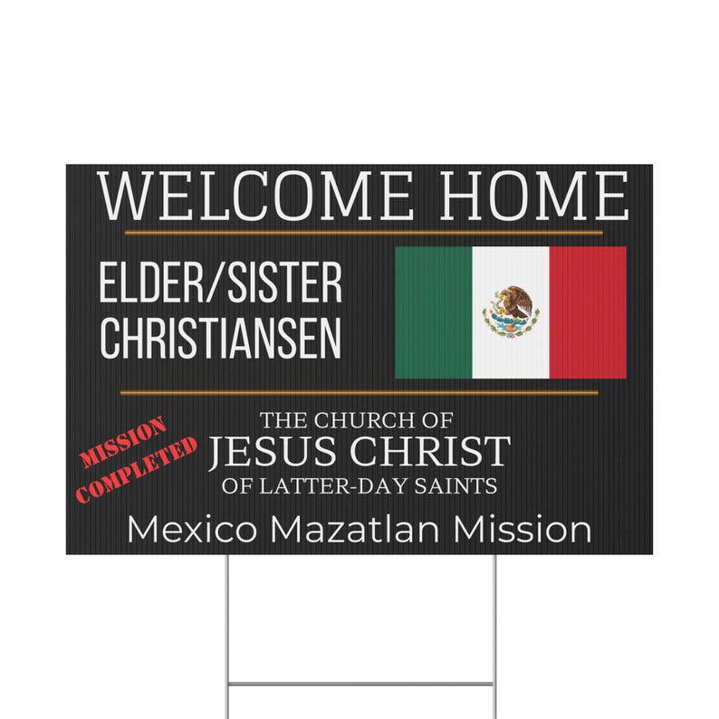 Personalized LDS Missionary Welcome Home Yard Sign: Custom Name ...