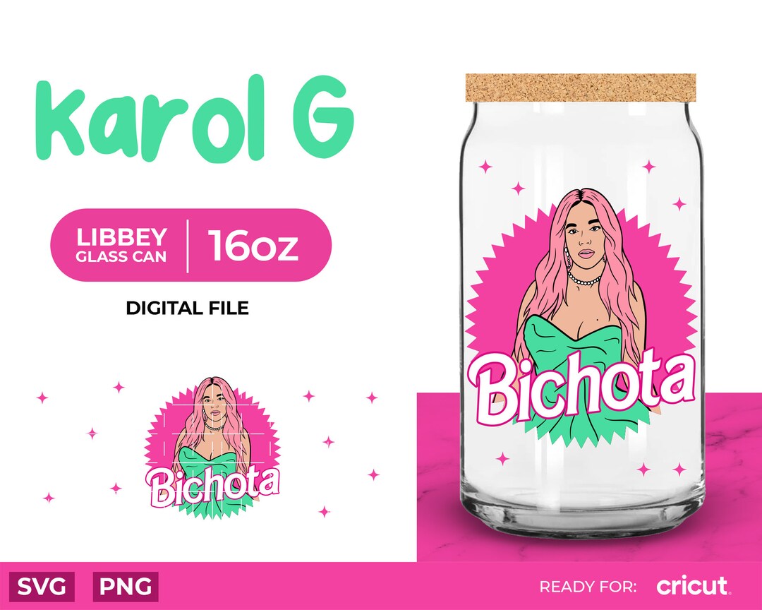 Karol G Pink Hair Doll Libbey Glass Svg Digital File - Etsy
