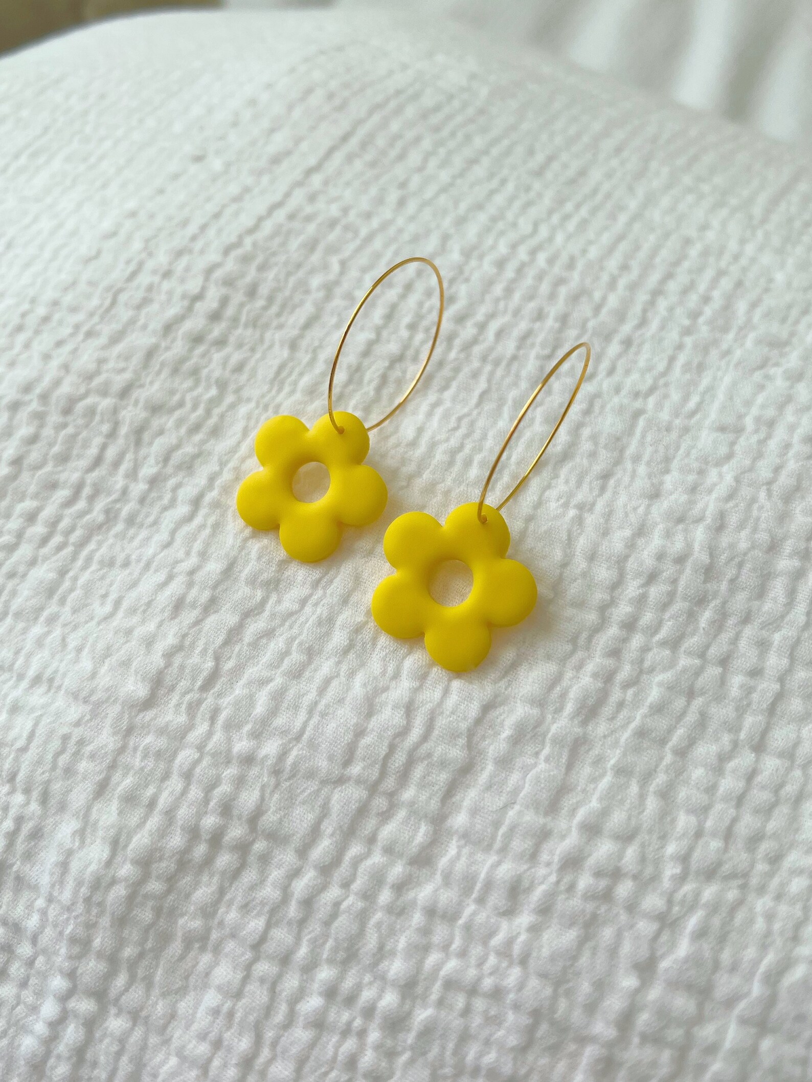 Sunshine Yellow Daisy Hoops - Etsy