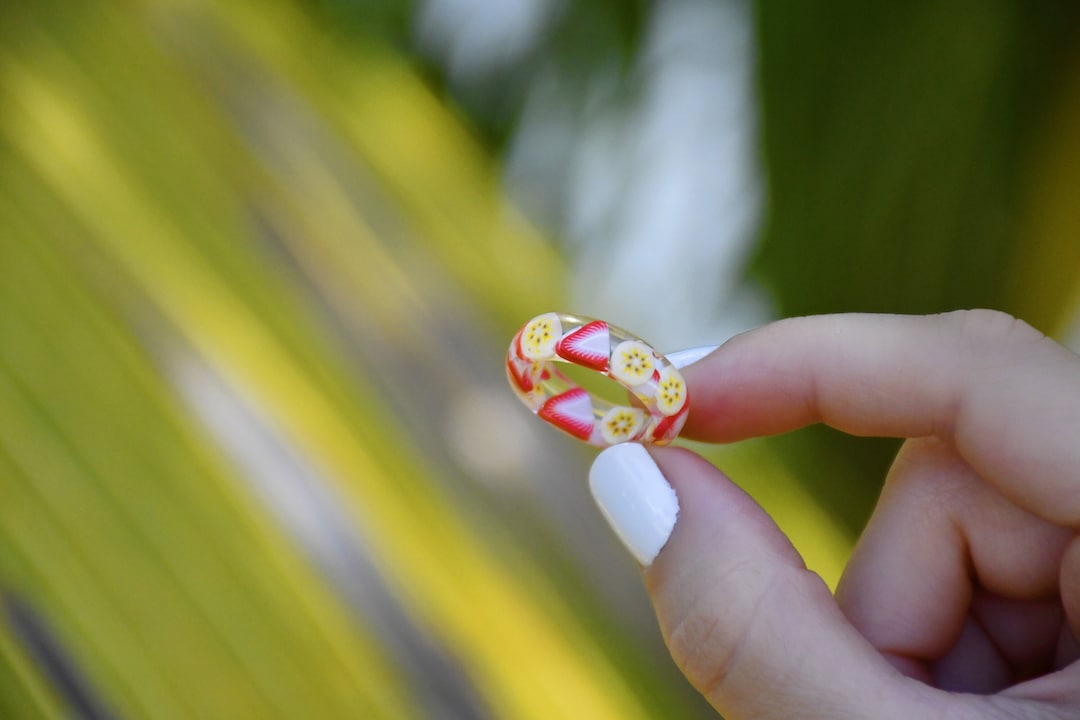 Strawberry Banana Fruit Ring | Resin Ring Jewelry - Etsy