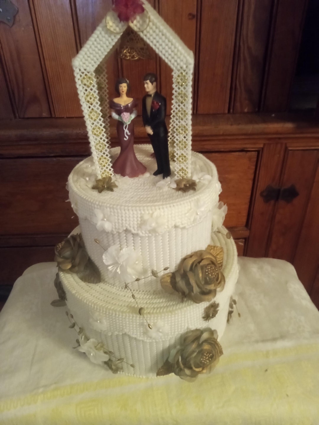 Vintage Two Tier Wedding Cake Money Box/card Box/gift Box W Bride ...