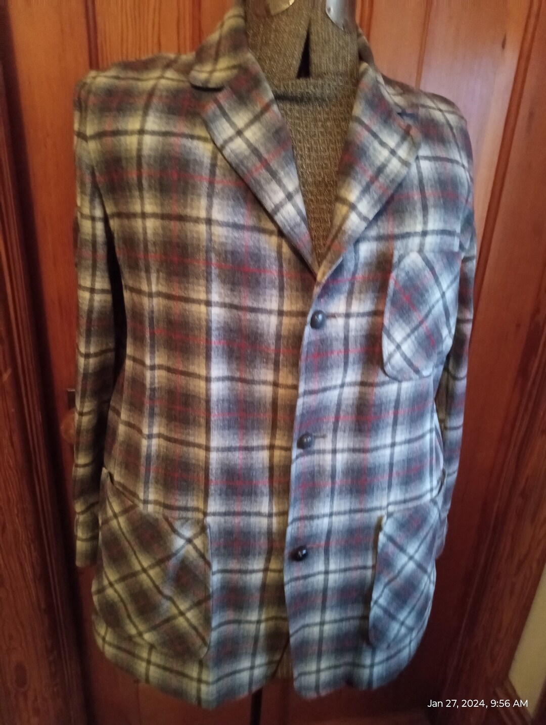 Vintage 1950's Pendleton Plaid Wool Three Button Jacket W Leather Buttons - Etsy
