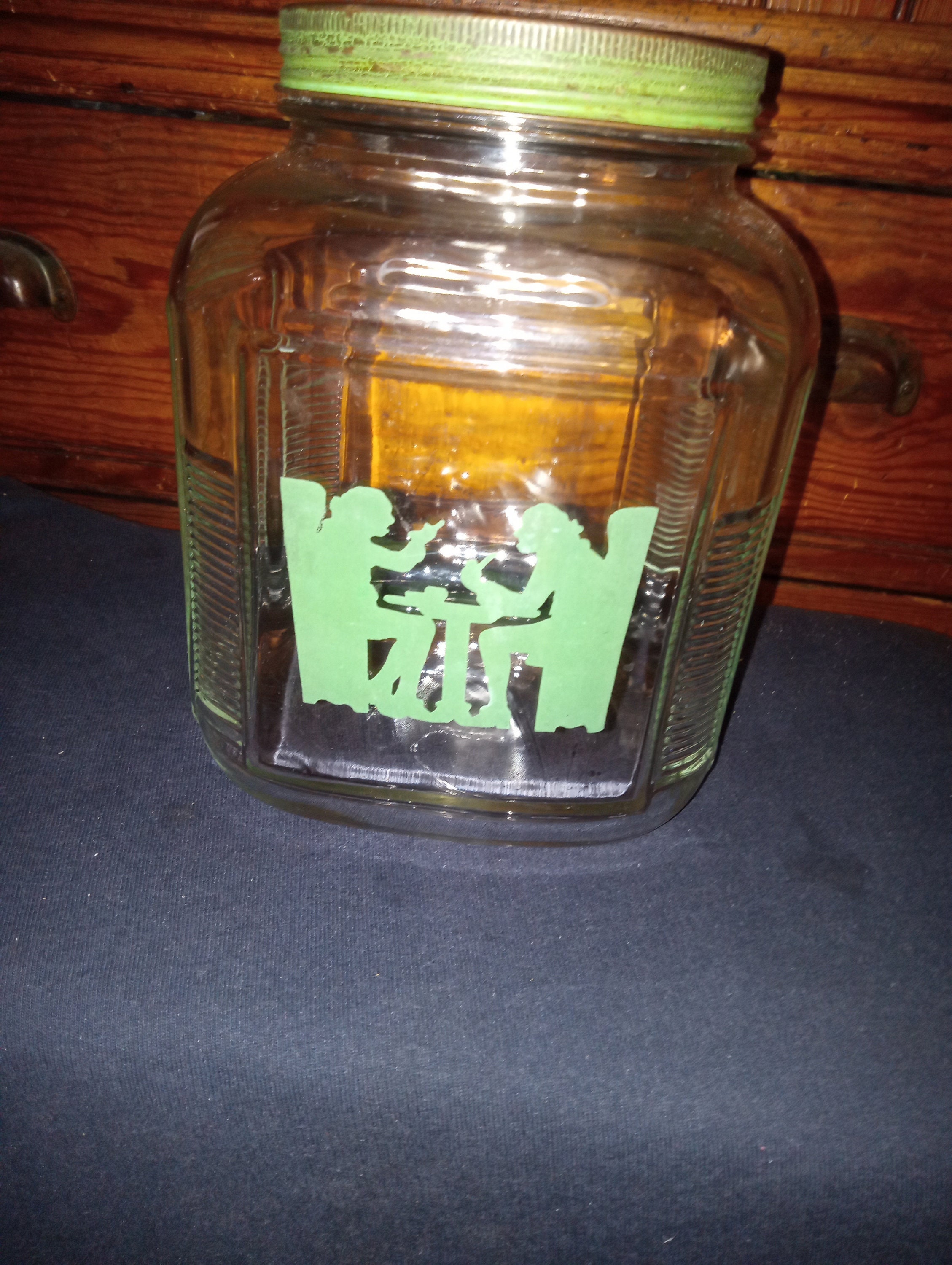 True Vintage 1940's Anchor Hocking "silhouette Tavern" Jar/canister W ...