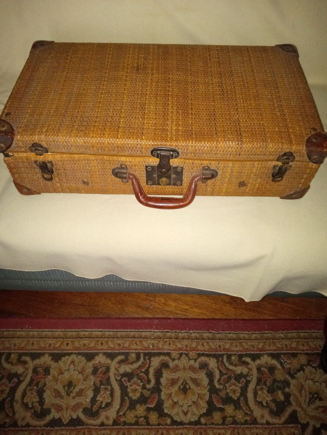 Antique 1930's Woven Wicker/rattan Luggage/suitcase - Etsy