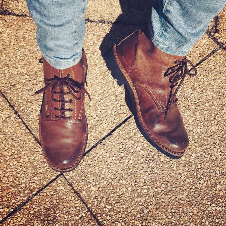 Handmade Leather Shoes Aged Leather Ankle Boots Goodyear | Etsy