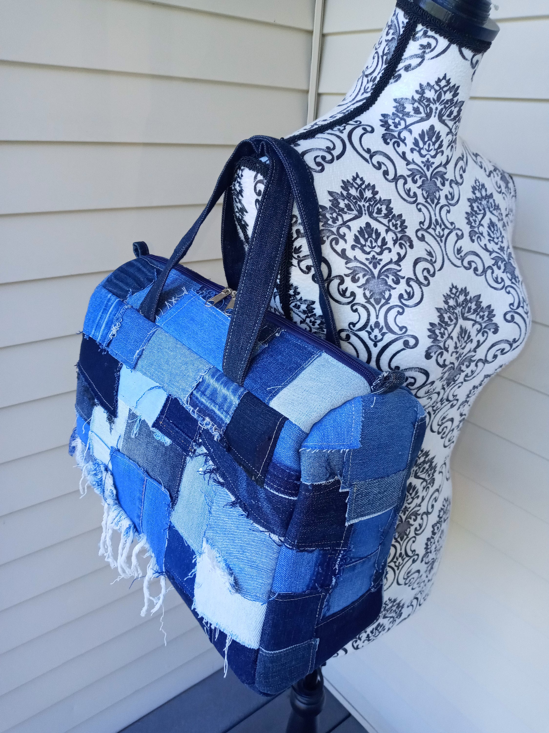 Recycled Denim, Patchwork Bag, Hand Bag, Gift for Her, Valintine's Gift ...