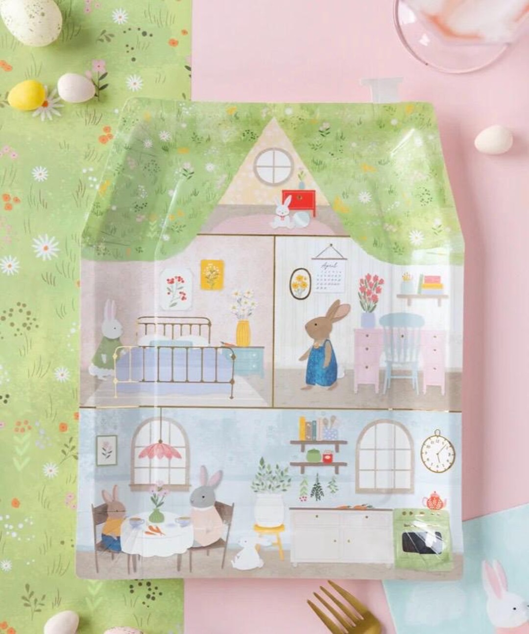 Bunny House Paper Plates, Easter Paper Plates, Easter Decor, Bunny ...