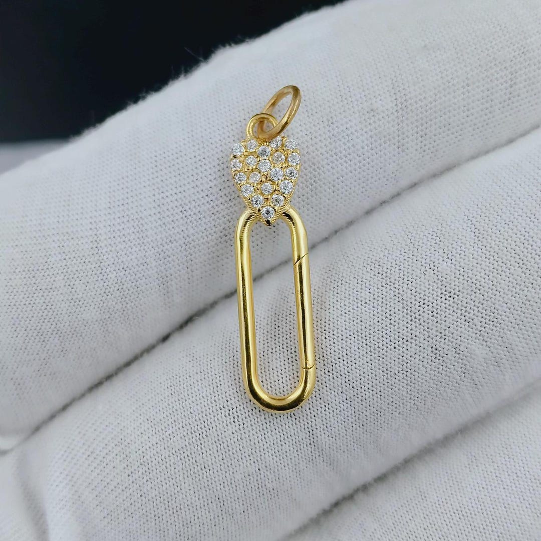 14k Solid Gold Diamond Lock Clasp, Handmade Connector - Etsy