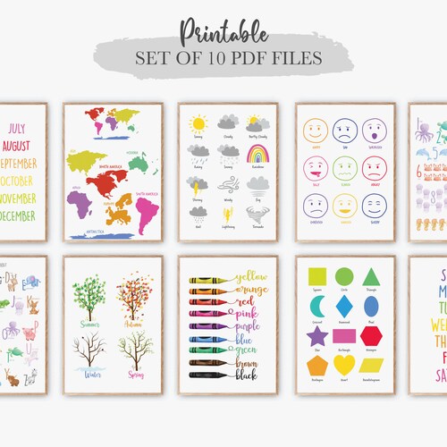 Set of 12 Educational Posters Montessori Classroom Decor - Etsy