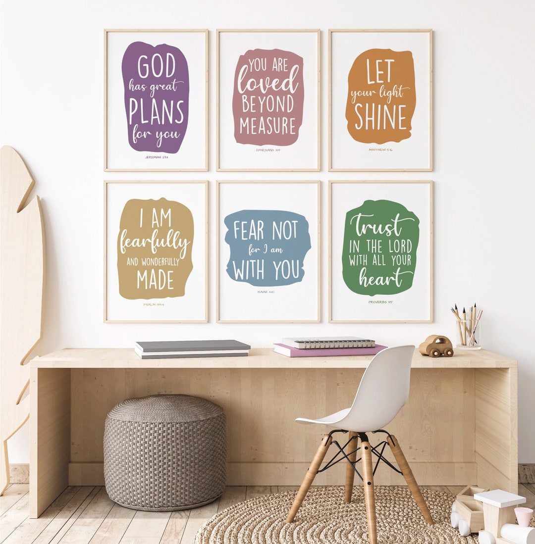 Kids Bible Verse Printable, Scripture Wall Art, Sunday School Decor ...