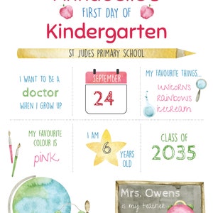 First Day of School Printable, Kindergarten Sign, Kindy, School Sign ...