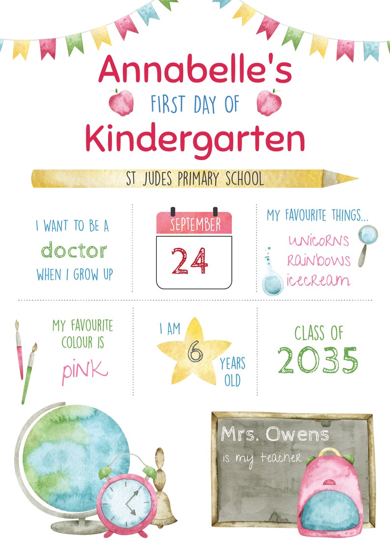 First Day of School Printable, Kindergarten Sign, Kindy, School Sign ...