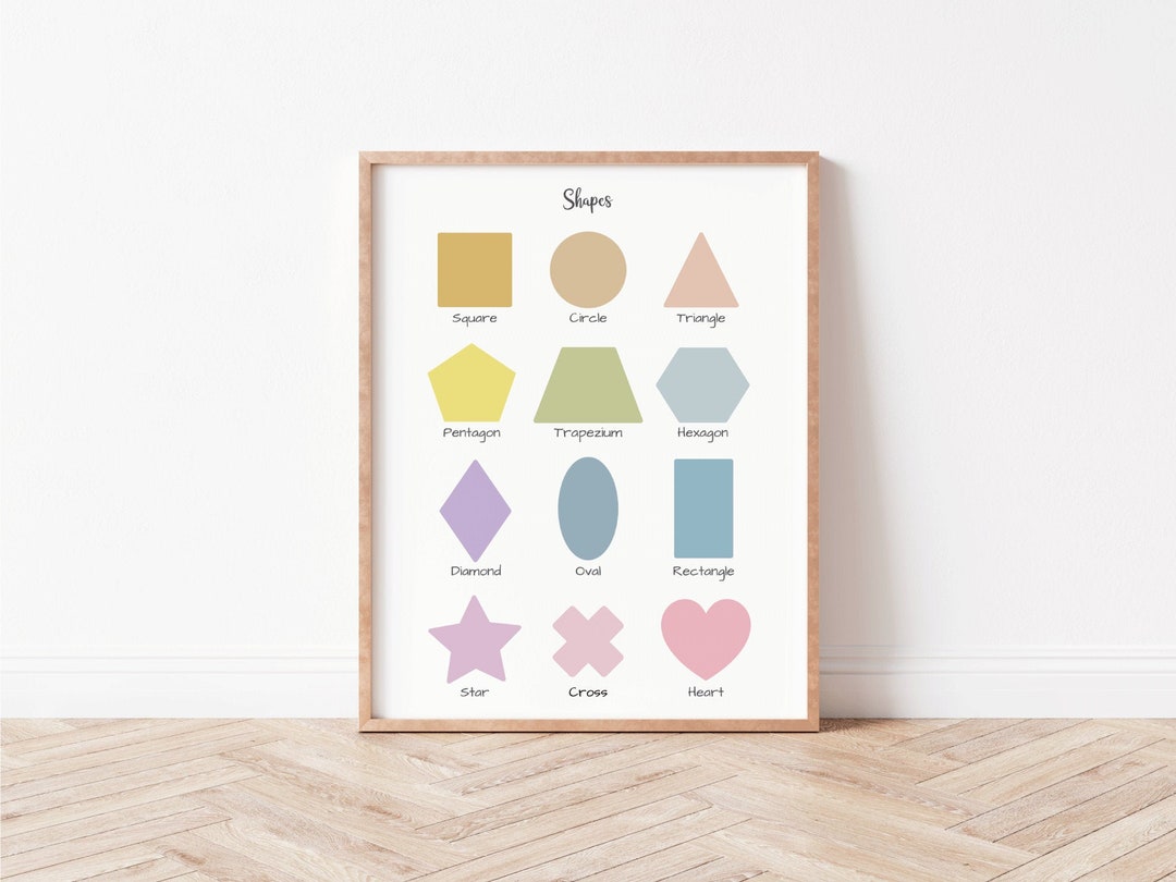 Pastel Shapes Poster Shapes Print Printable Wall Art Kids - Etsy
