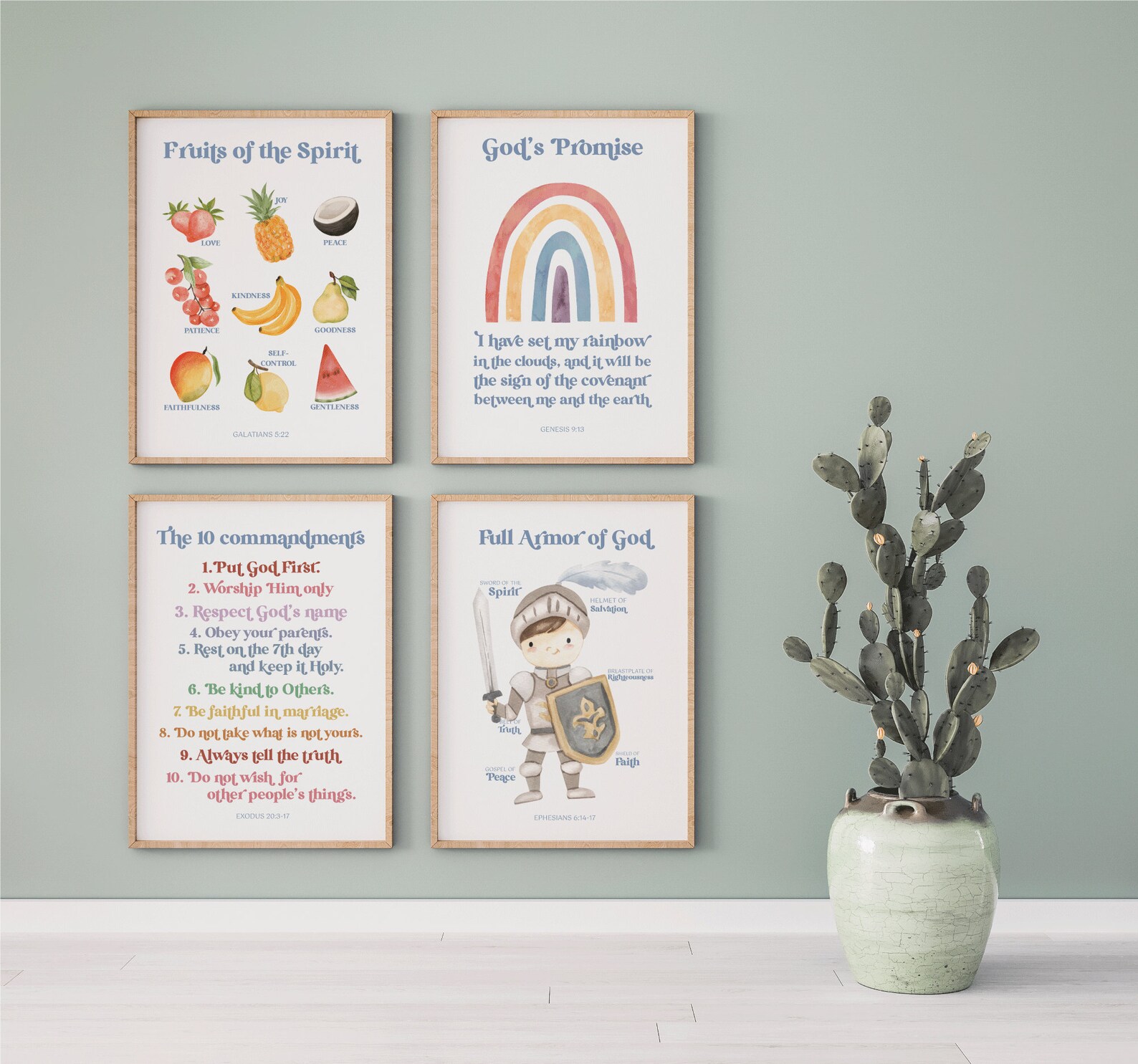 Kids Bible Verse Printable, Fruit of the Spirit, Church Wall Art, God's ...