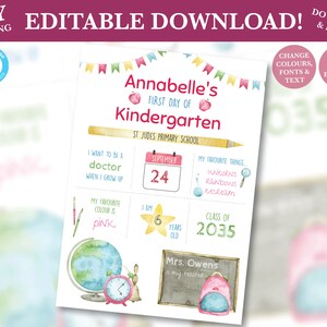 First Day of School Printable, Kindergarten Sign, Kindy, School Sign ...