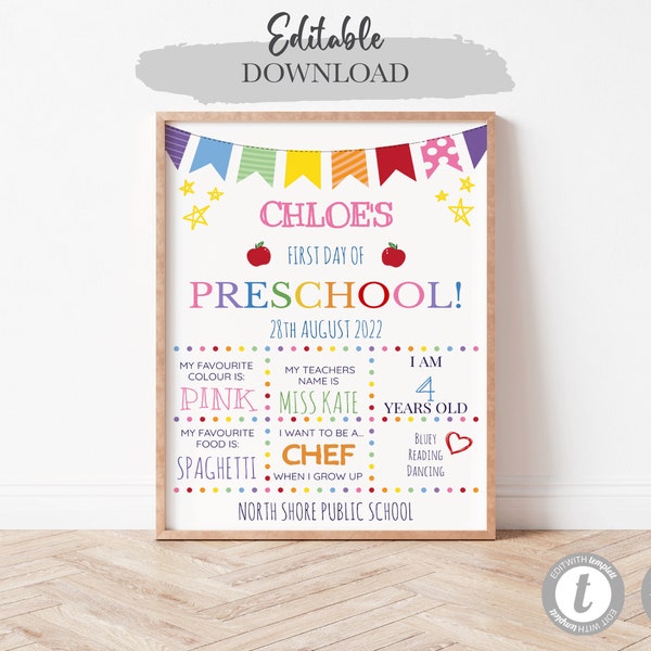 Preschool Sign - Etsy