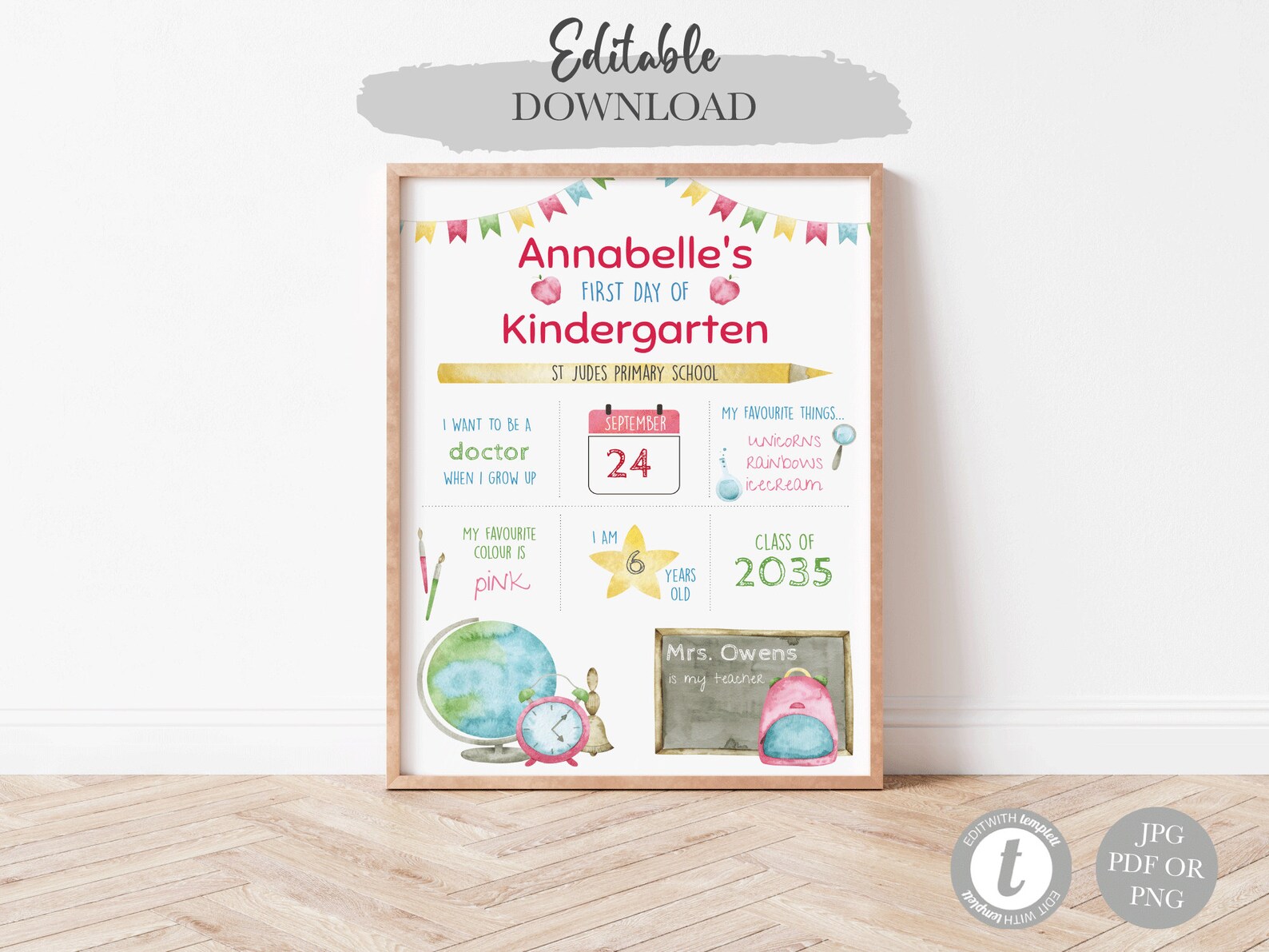 First Day of School Printable, Kindergarten Sign, Kindy, School Sign ...
