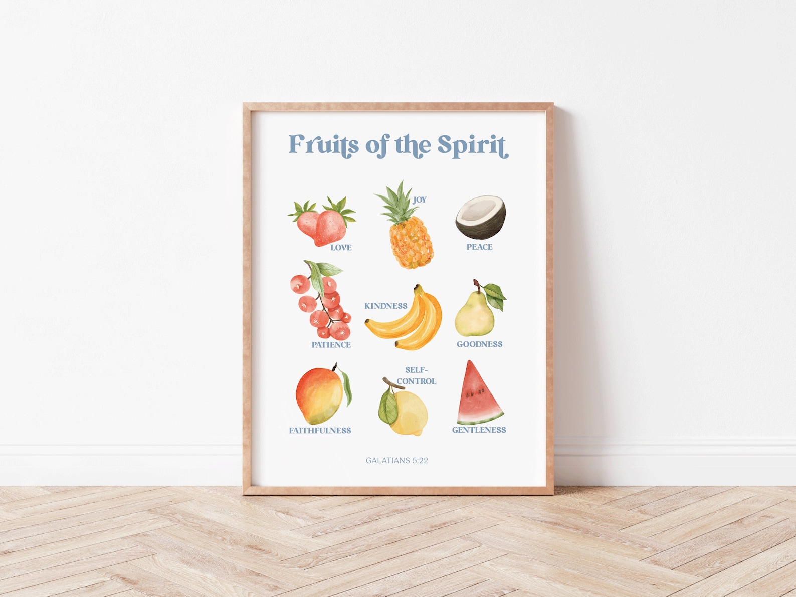 Kids Bible Verse Printable, Fruit of the Spirit, Church Wall Art, God's ...