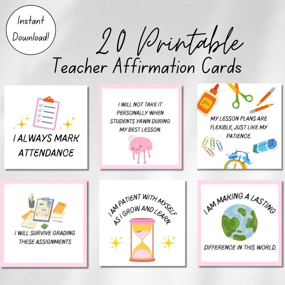 Printable Teacher Affirmation Cards, Printable Affirmation, New Teacher ...