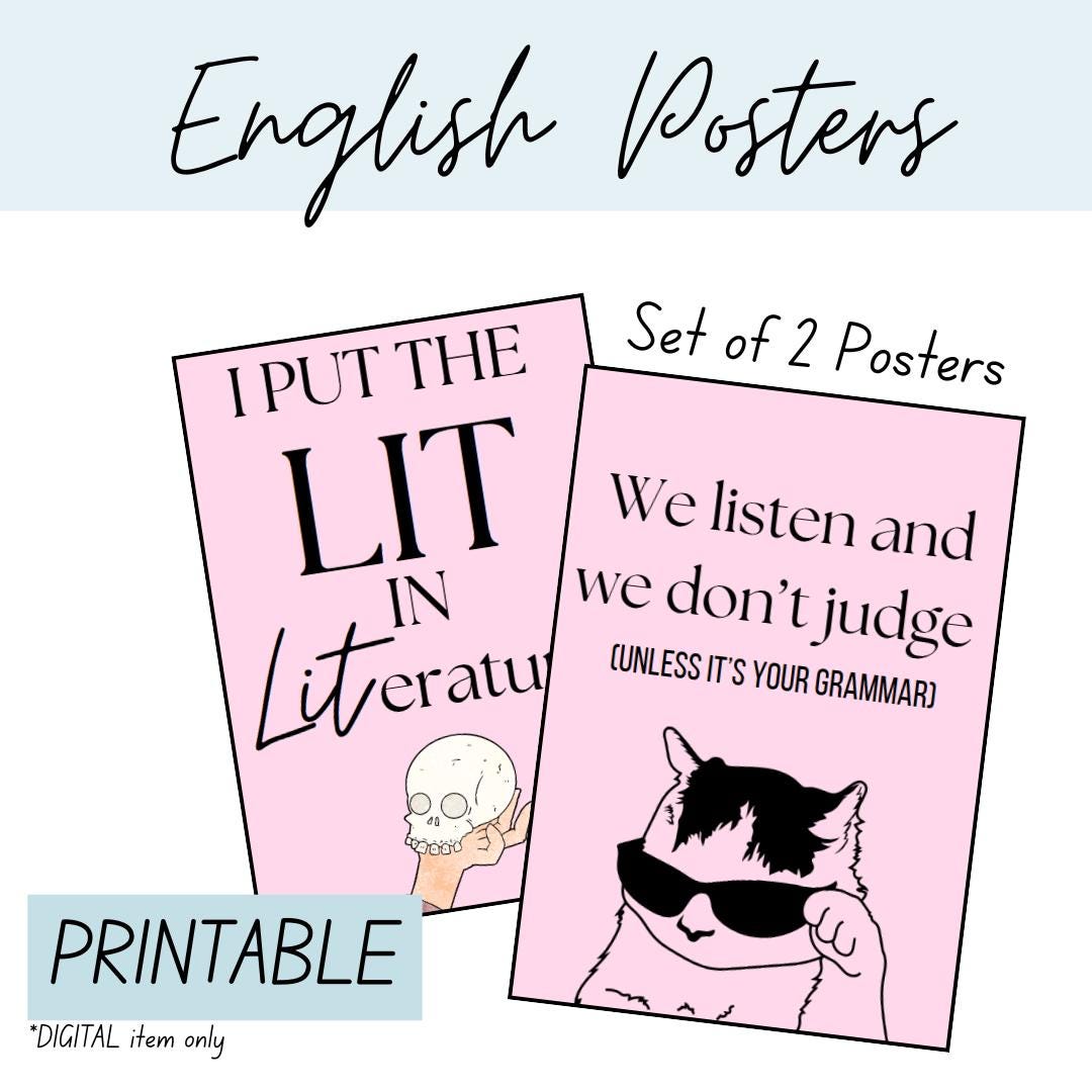 Classroom English Poster / Printable Digital Poster / Punny English ...