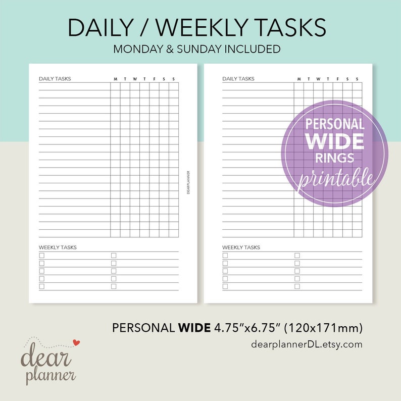 Printable Daily & Week Tracker Daily Weekly Habit Tracker | Etsy
