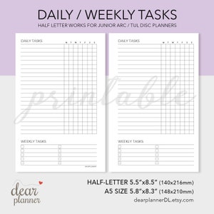 Printable Daily Weekly Tasks Insert Weekly Routine Habit | Etsy