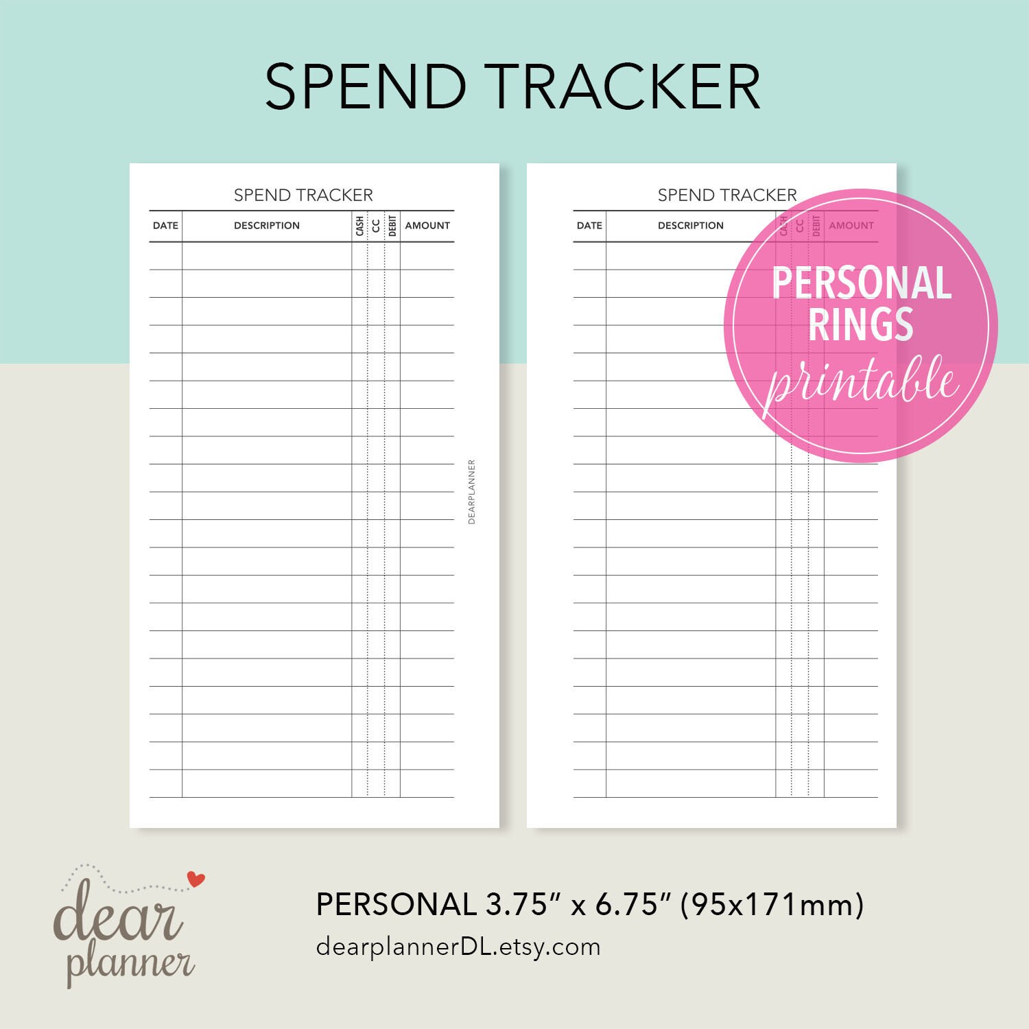 Printable Spend Tracker Insert Spending Habits Log Expense | Etsy