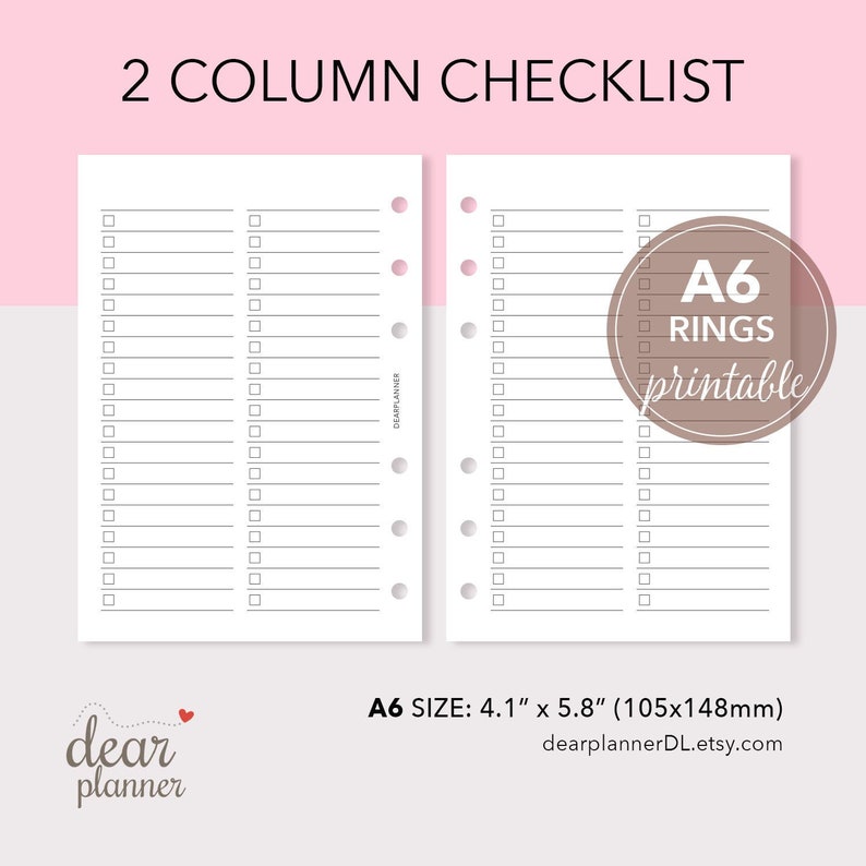 Printable 2 Column Checklist Form - Printable Forms Free Online