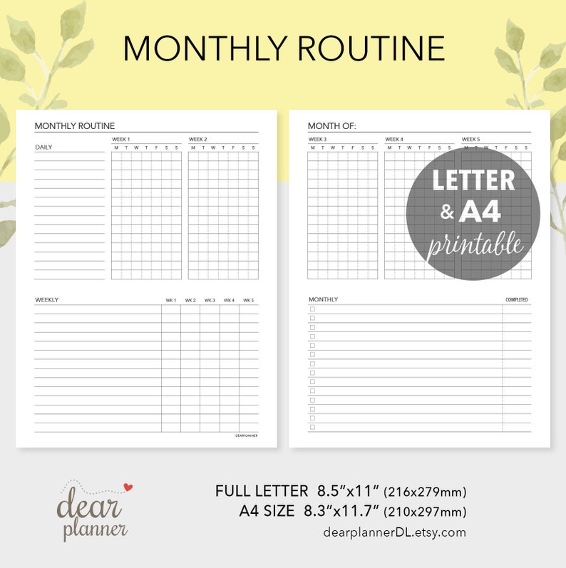 Printable Monthly Routine Tracker Habit Tracker - Etsy