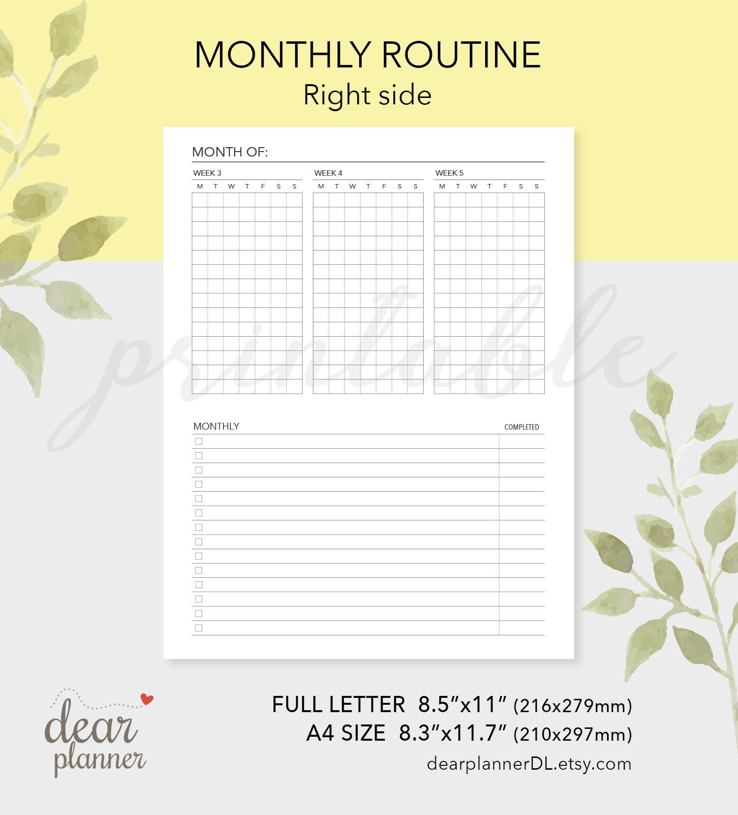 Printable Monthly Routine Tracker Habit Tracker | Etsy